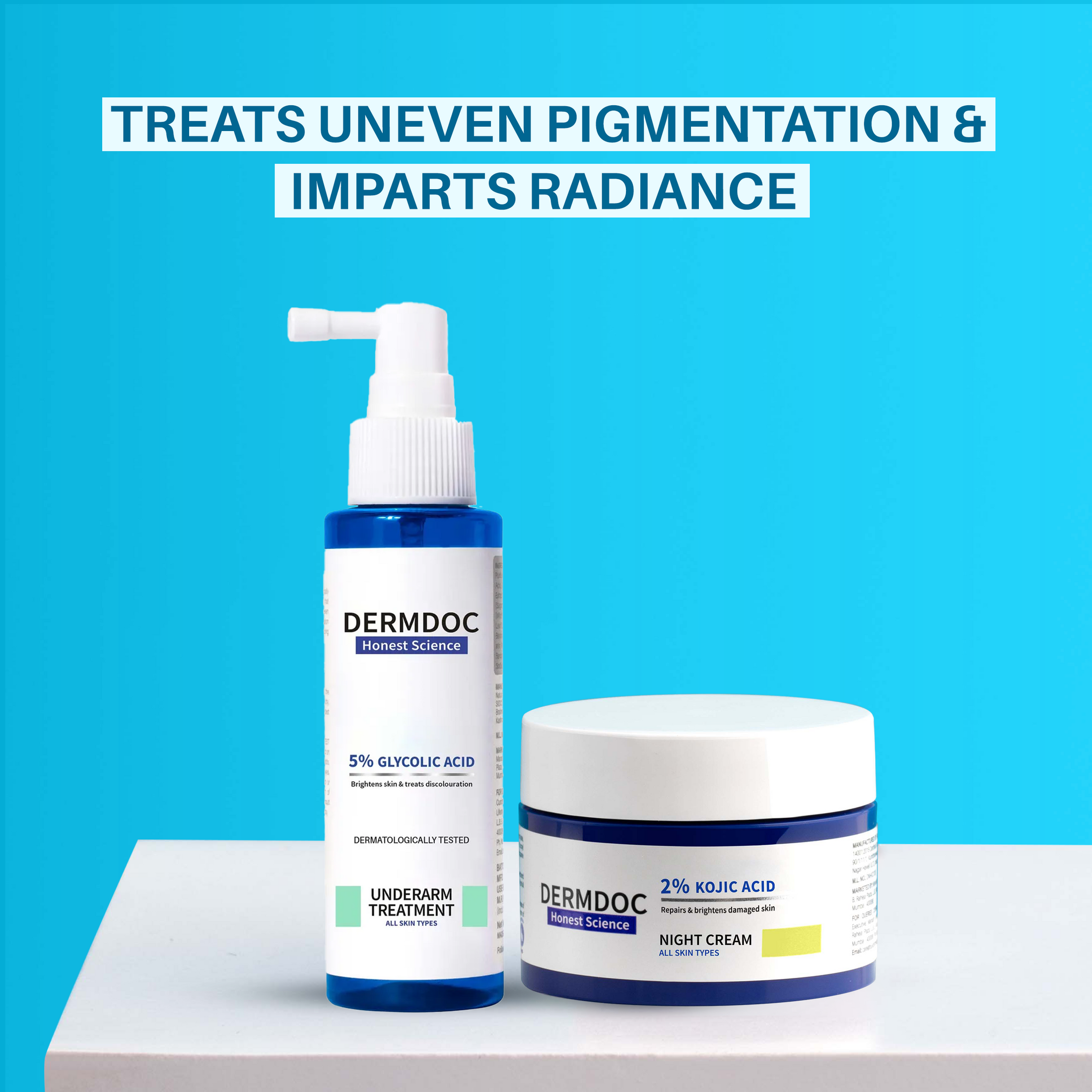 DERMDOC Combo Kit Brighten Up Combo | kojic acid night cream | glycoli ...